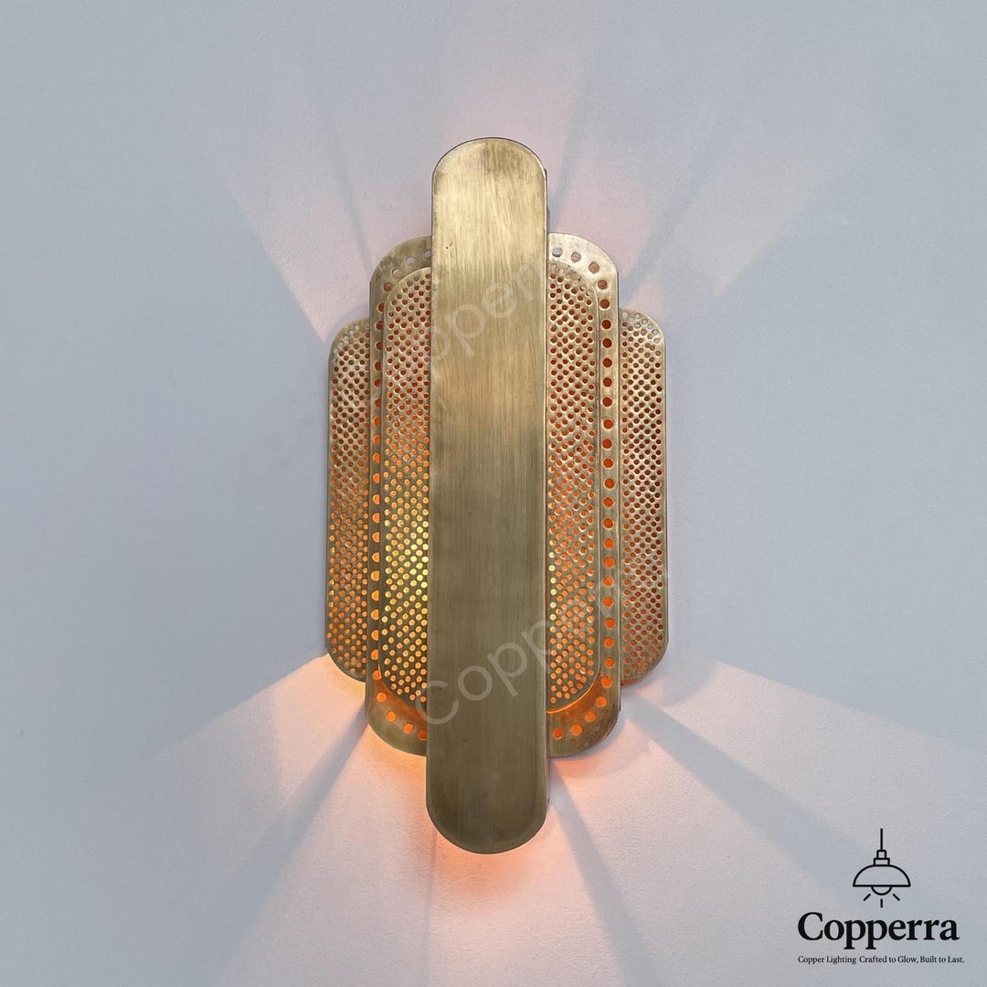 Geometric Wall Light, Brass Wall Scone Light, Brass Wall Light Fixture ...