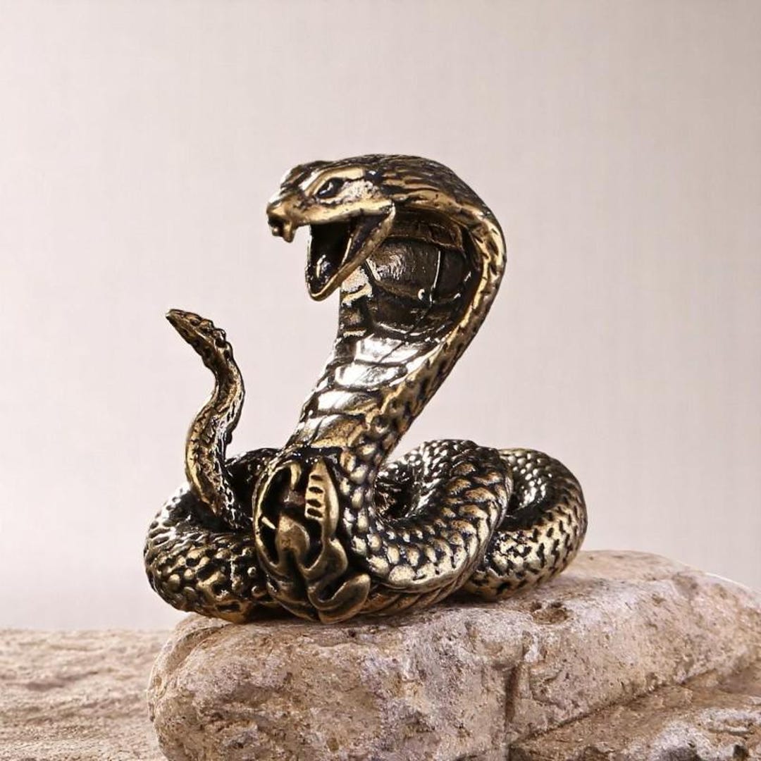 Antique Bronze Cobra Boa Snake Statue | Miniature Zodiac Animal Desk ...