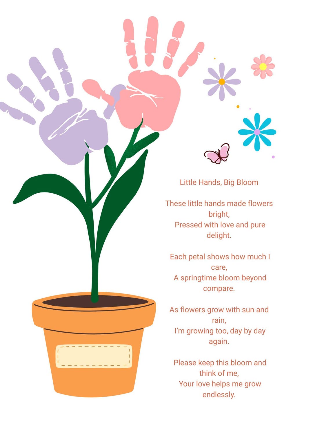Spring Handprint Flower Craft for Kids | Printable Flower Pot & Vase ...