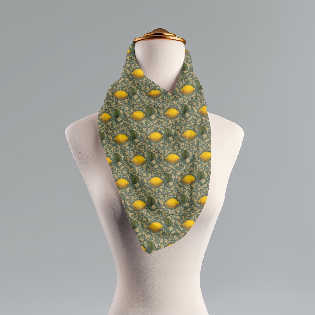 Lemon Print Scarf: Chinoiserie Green Art, Fashion Neck Wrap - Etsy