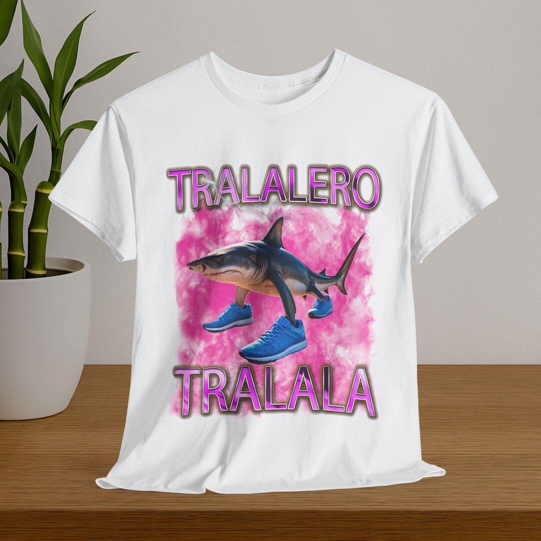 Tralalero Tralala Meme Pink T-shirt, Funny Shark in Sneakers Viral ...