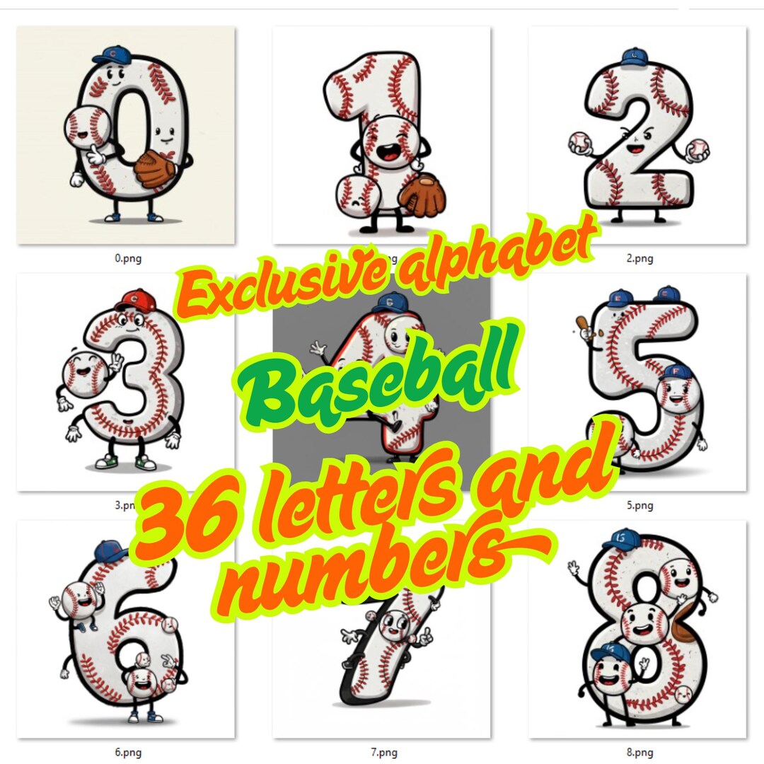 Baseball Alphabet & Numbers PNG | Digital Download | Funny Cute ...