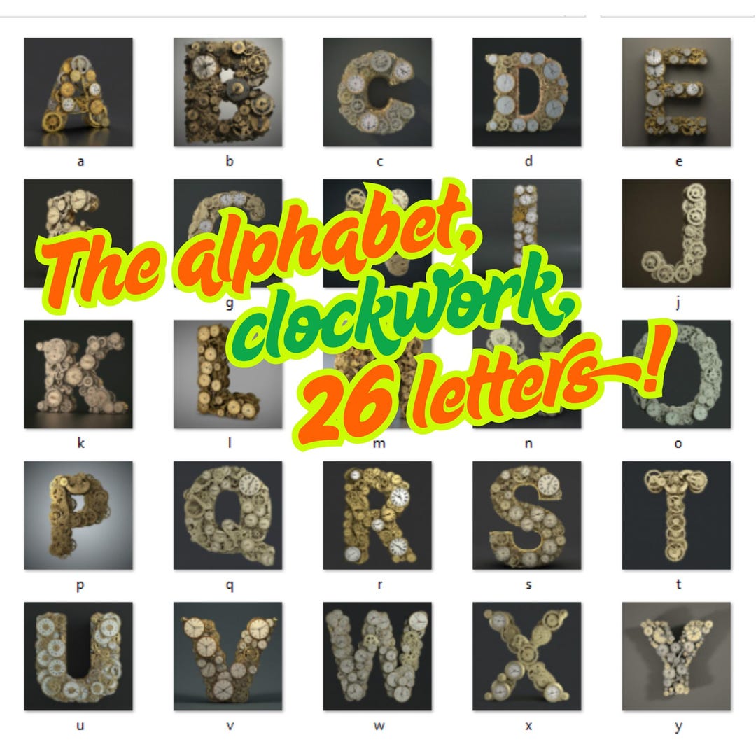 Vintage Clockwork Alphabet A-Z PNG | Steampunk Watch Letters Clipart ...