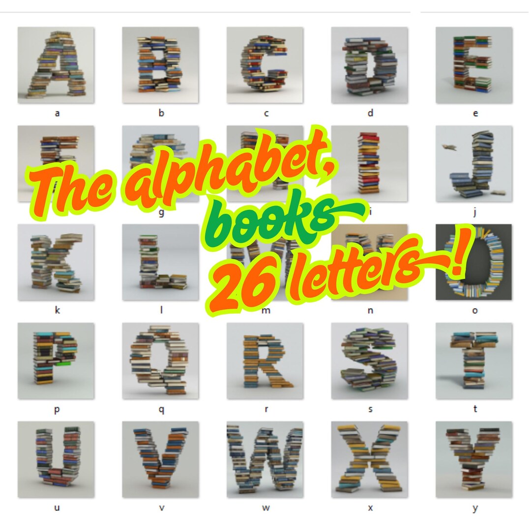 Full Alphabet A-Z PNG | Literary Letters Digital Art | Book Lover ...
