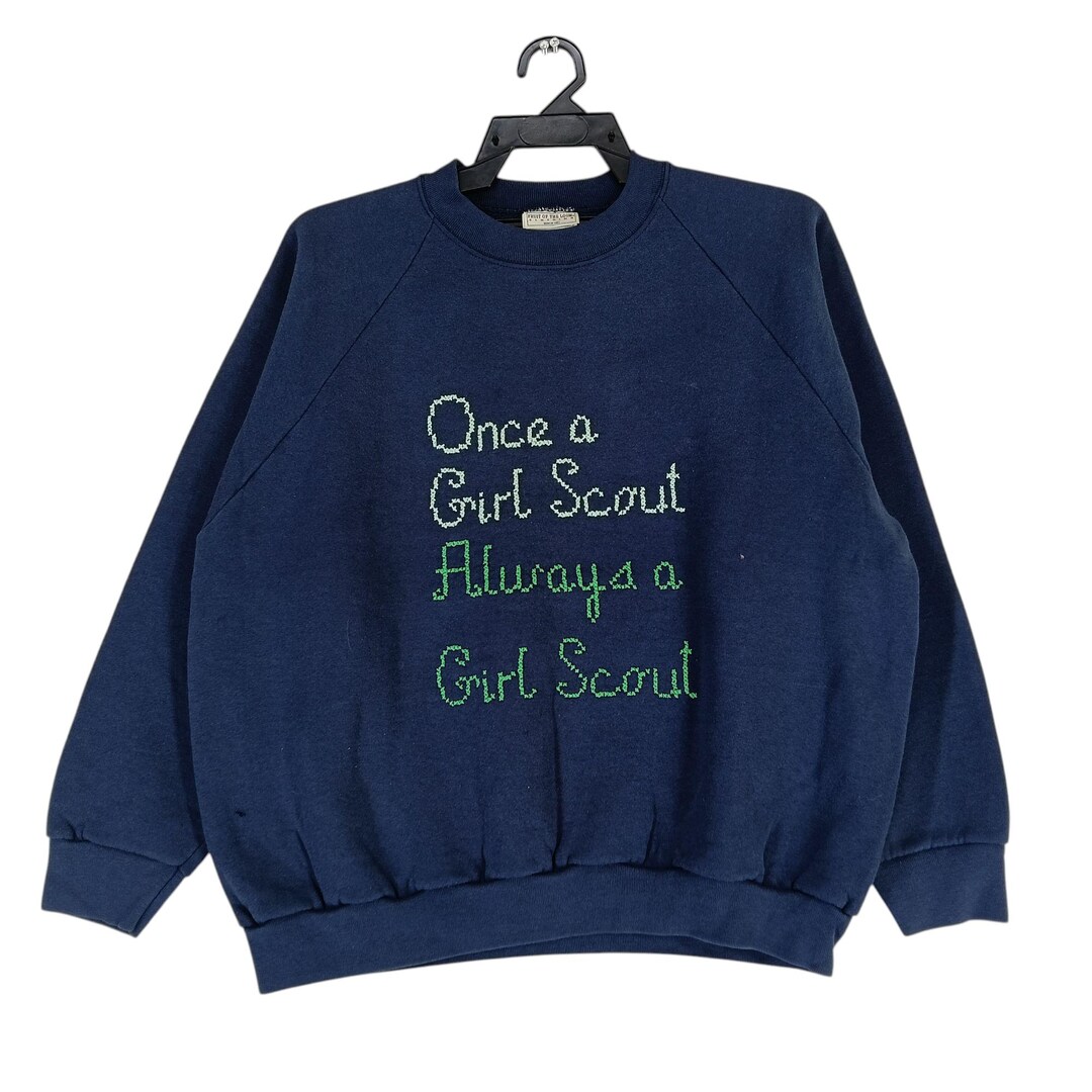 Vintage 90's Once A Girl Scout Always A Girl Scout Word Embroidery Navy ...