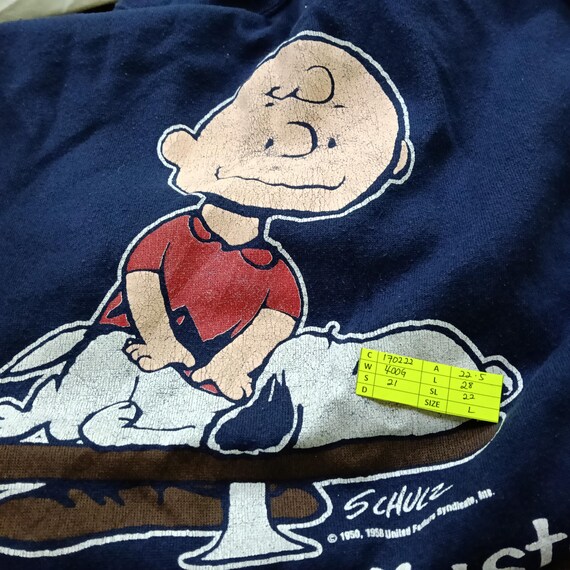 Vintage 90's Snoopy Peanuts Cartoon Navy Blue Large S… - Gem