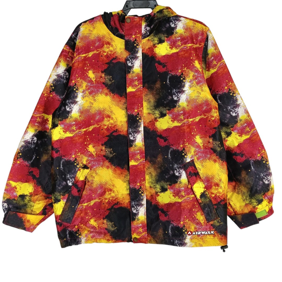 Vintage 90's Airwalk Overprint Multicolor Fire Large Jacket Airwalk ...