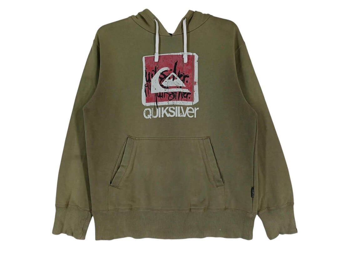 Vintage 90's Quicksilver Logo Surf Brown Large Hooded Sweatshirt ...