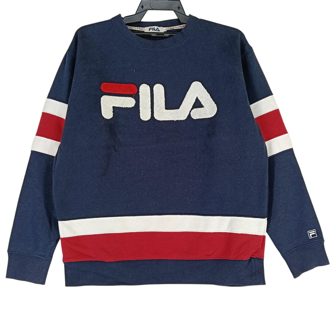 Vintage Fila Biella Italia Embroidery Spell Out Navy Blue Large ...