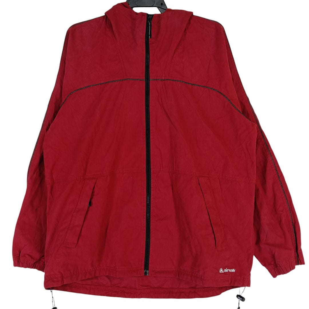 Vintage 90's Airwalk Red Large Windbreaker Airwalk Zipper Jacket ...