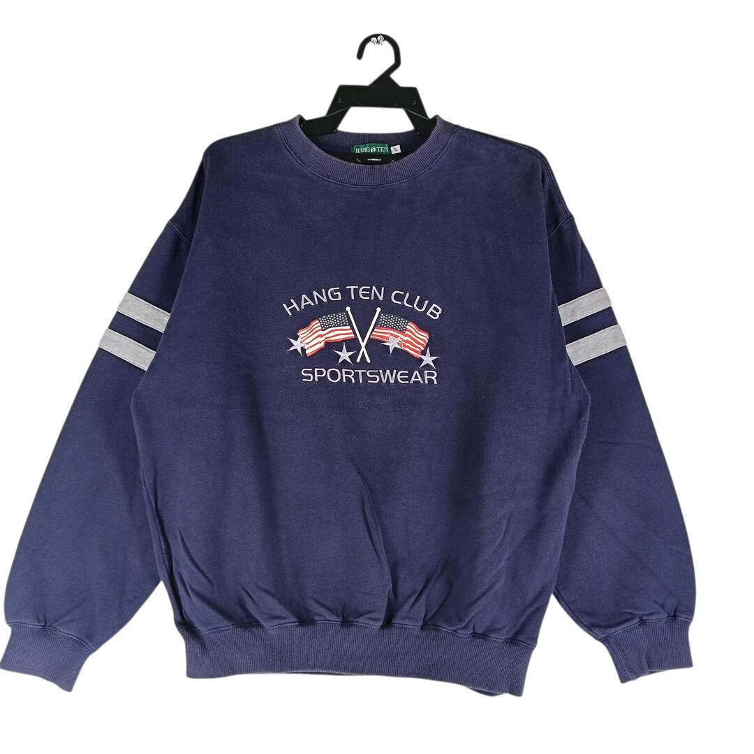 Vintage Hang Ten Embroidery Navy Blue Large Sweatshirt Hang Ten ...