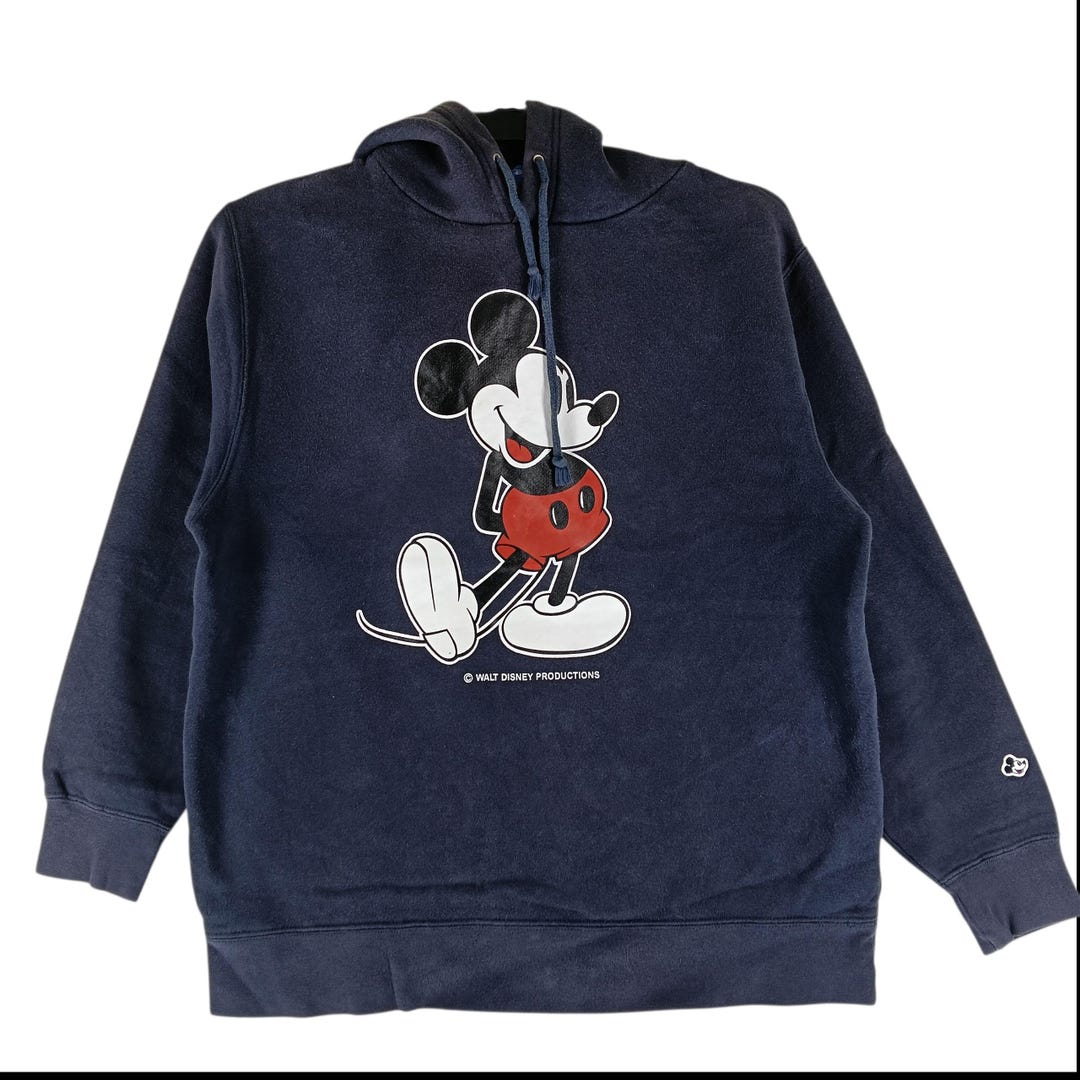 Vintage Mickey Mouse Navy Blue Disney Cartoon Network Hoodie Mickey ...