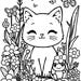 Cute Cat Kitten Garden Printable Downloadable Coloring Pages - Etsy
