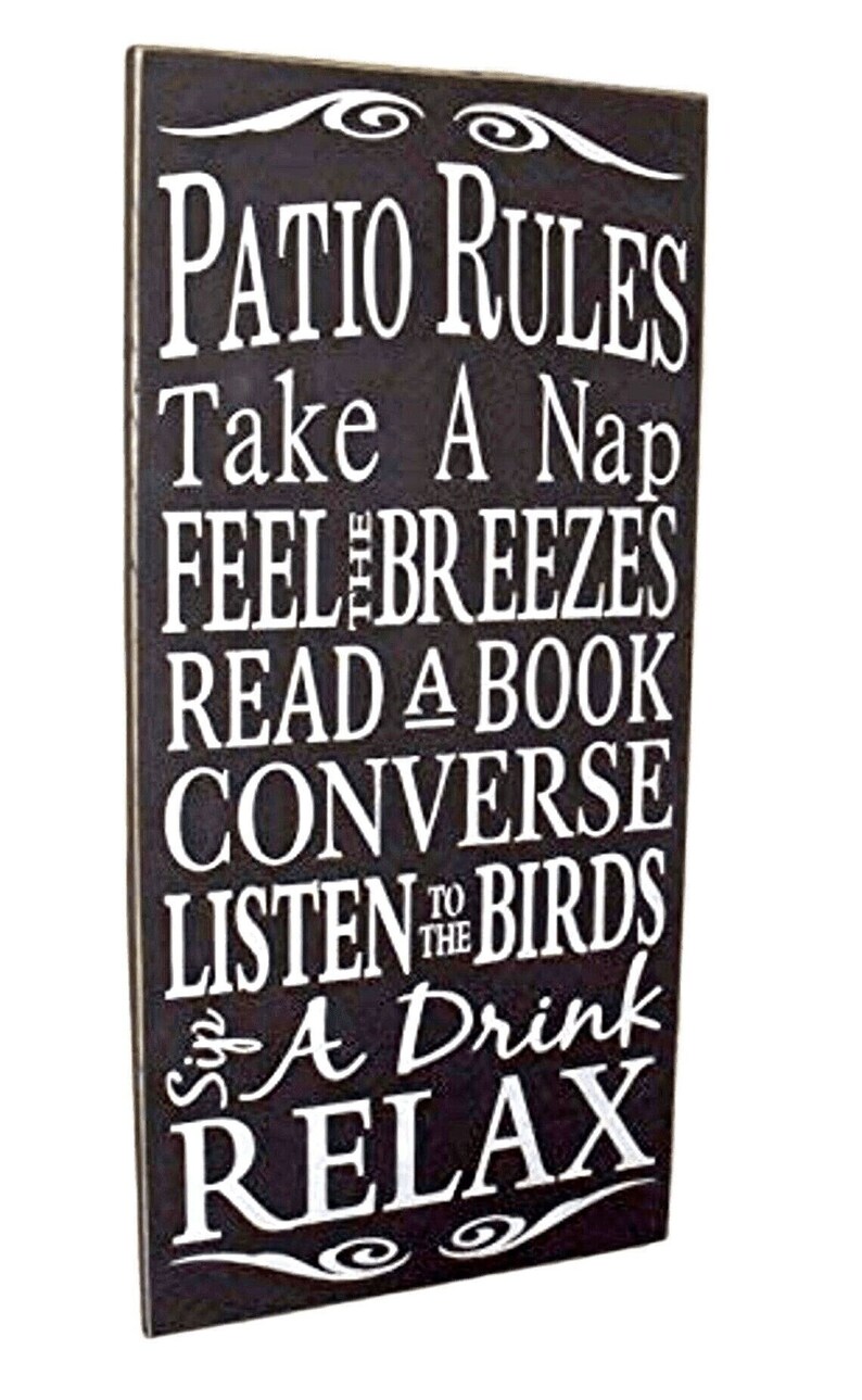 Patio Decor Patio Rules Sign Wood Sign 12 X 24 You Pick Colors - Etsy