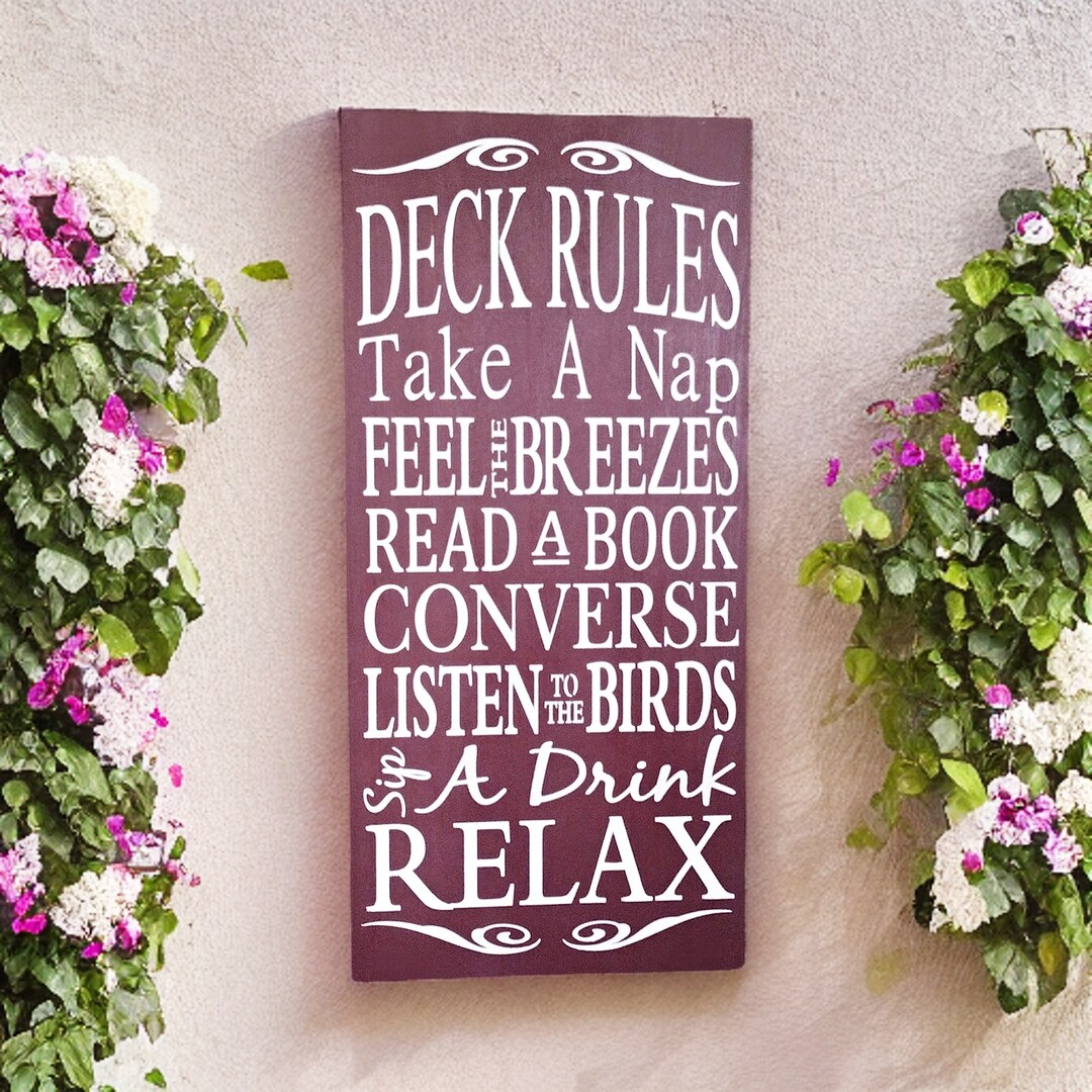 Deck Rules Wood Sign, Barn Red and White - Etsy