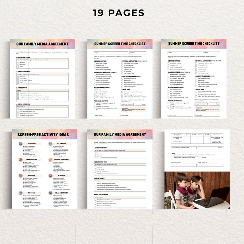 Screen Time Checklist Printable for Kids, Family Screen Time Rules ...