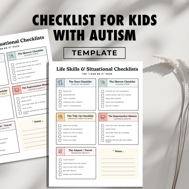 Checklist for Kids With Autism | Life Skills and Situational Visual ...
