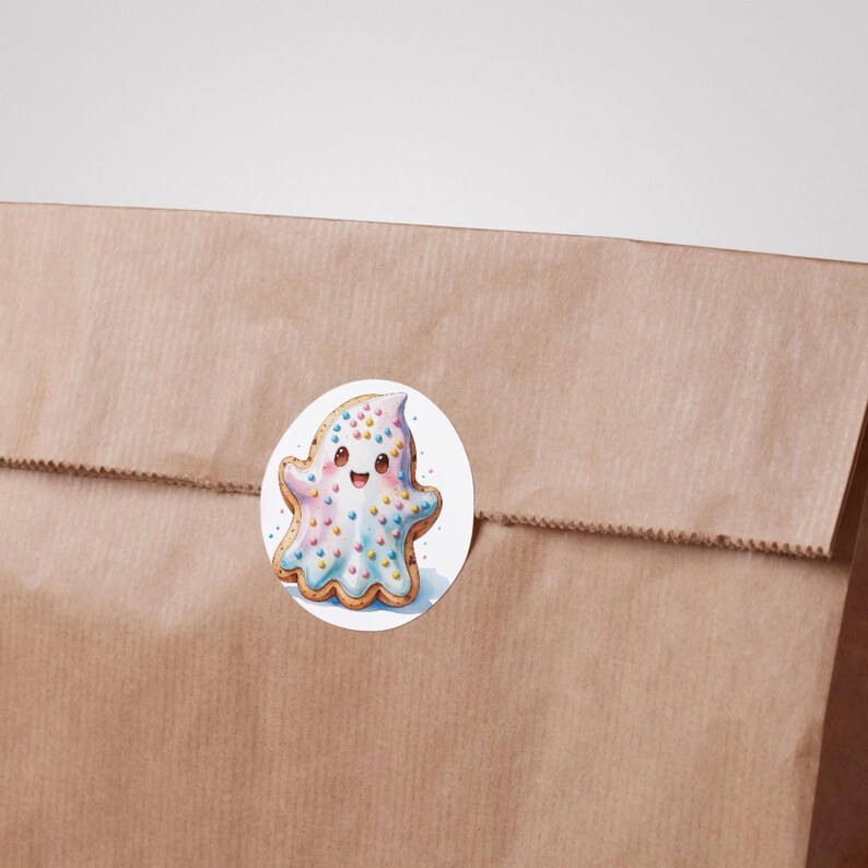 Kawaii Halloween Treats Clipart Bundle: Watercolor Ghost Cookies (PNG ...