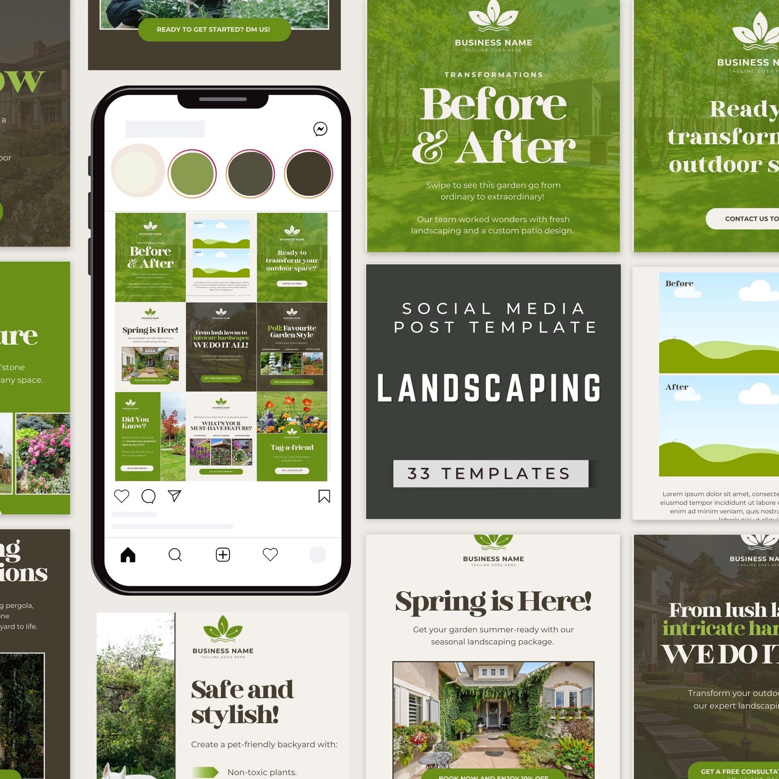 Landscaping Canva Templates, Garden & Lawn Care Social Media Posts ...