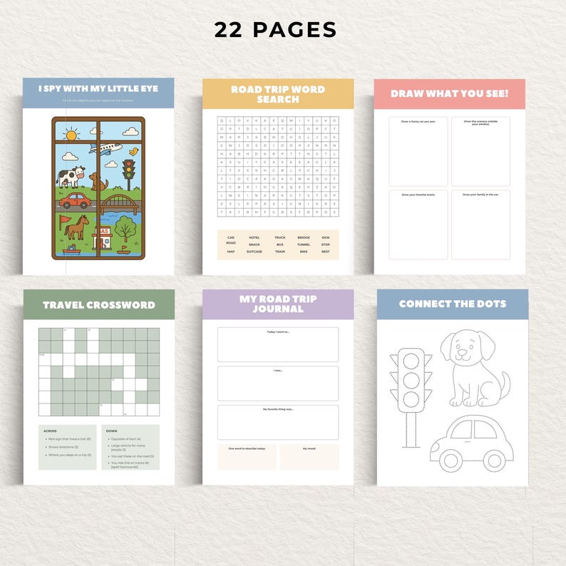 Road Trip Activity Pack for Kids | Printable Travel Games, Bingo ...