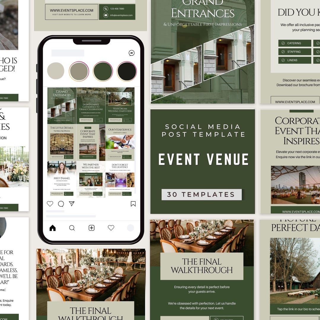 Event Venue Social Media Templates: Luxury Wedding, Corporate Marketing ...
