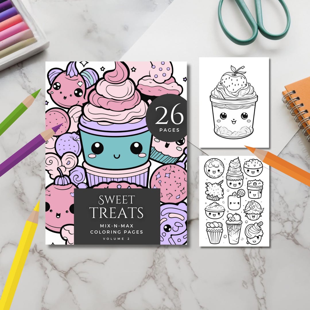 Kawaii Sweet Treats Coloring Book, 26 Printable Designs (PDF & JPEG) - Etsy