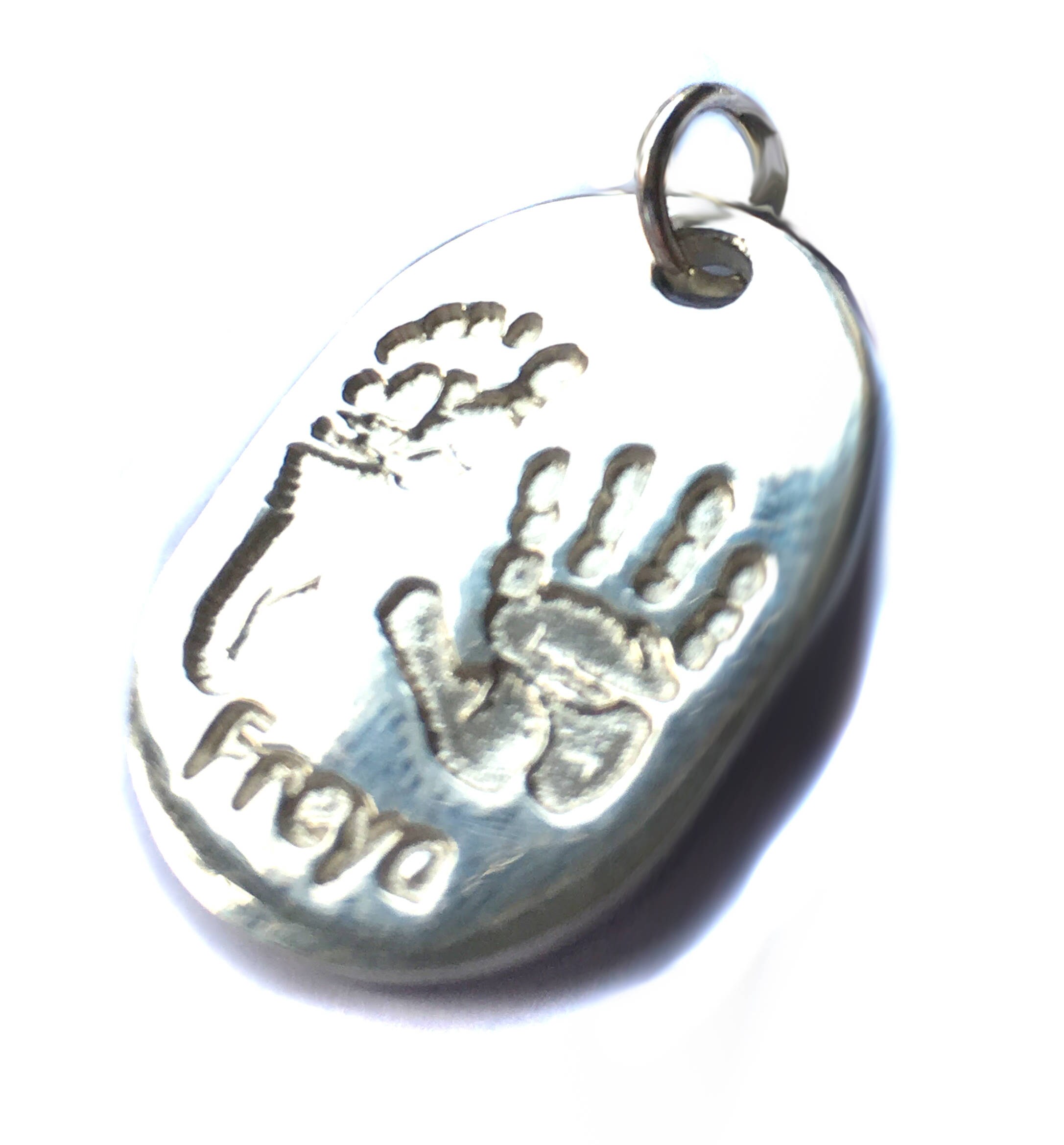 Handprint Necklace Actual Hand Print Handprint Name - Etsy