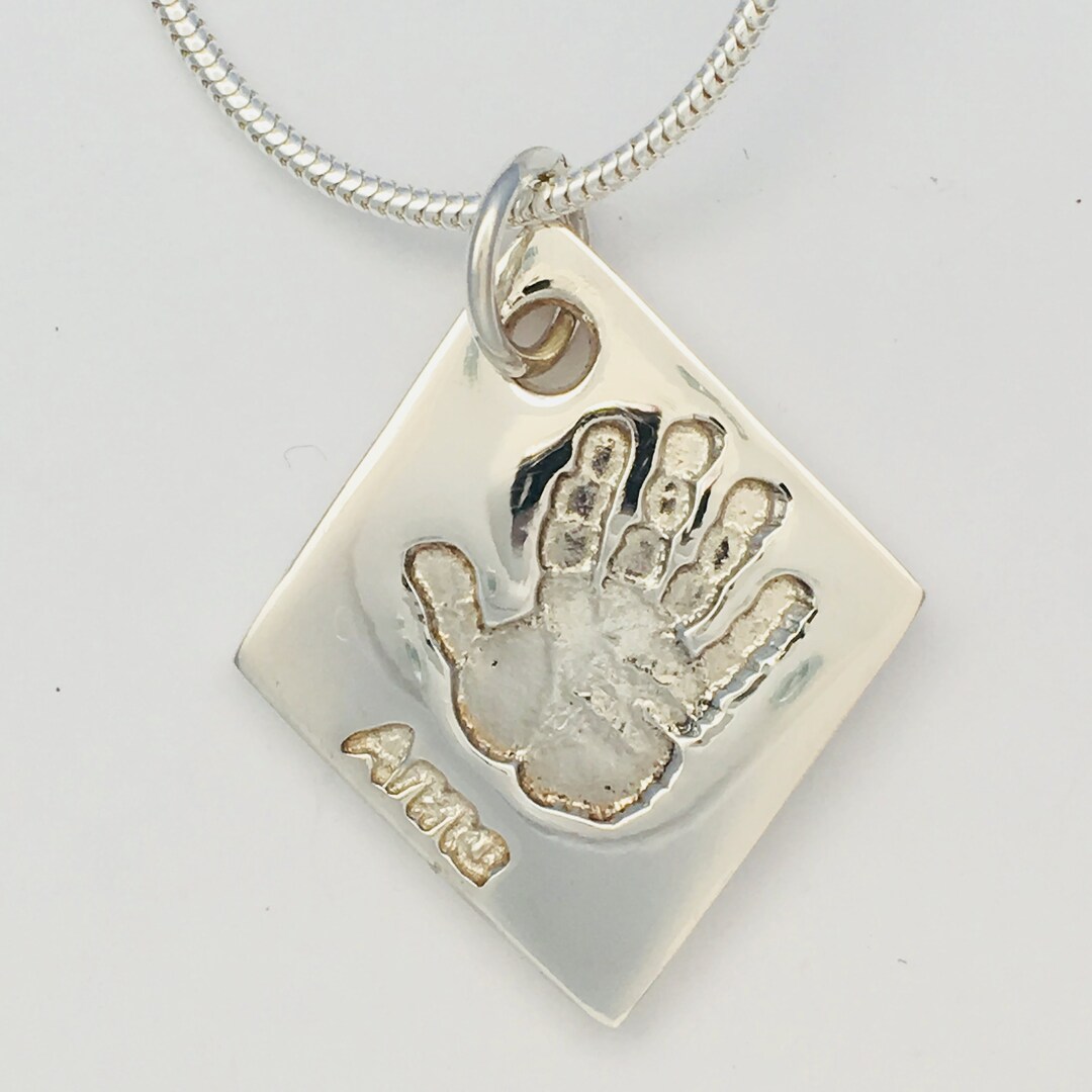 Handprint Necklace, Actual Hand Print, Handprint Name, Handprint ...