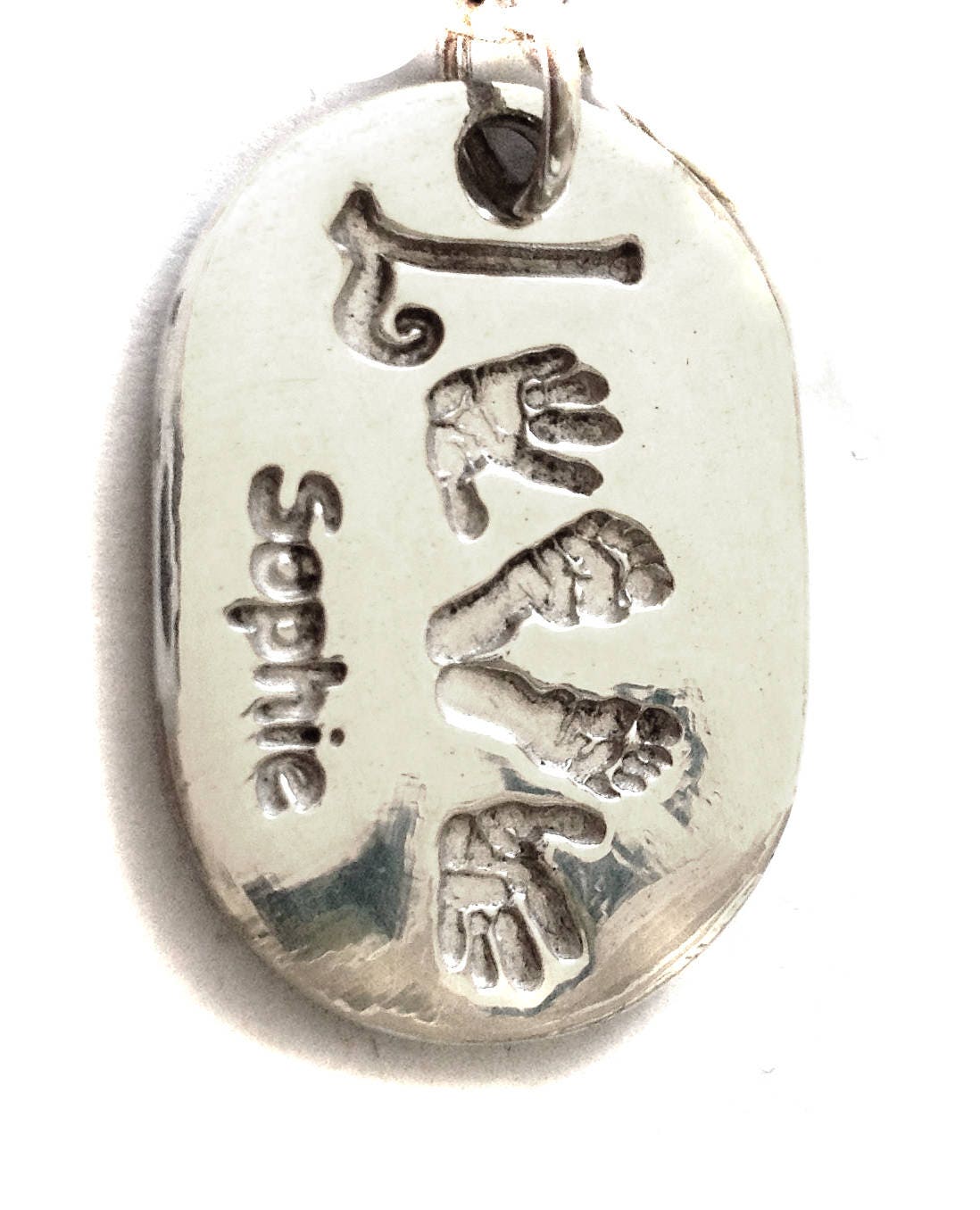 Handprint Necklace Actual Hand Print Handprint Name - Etsy