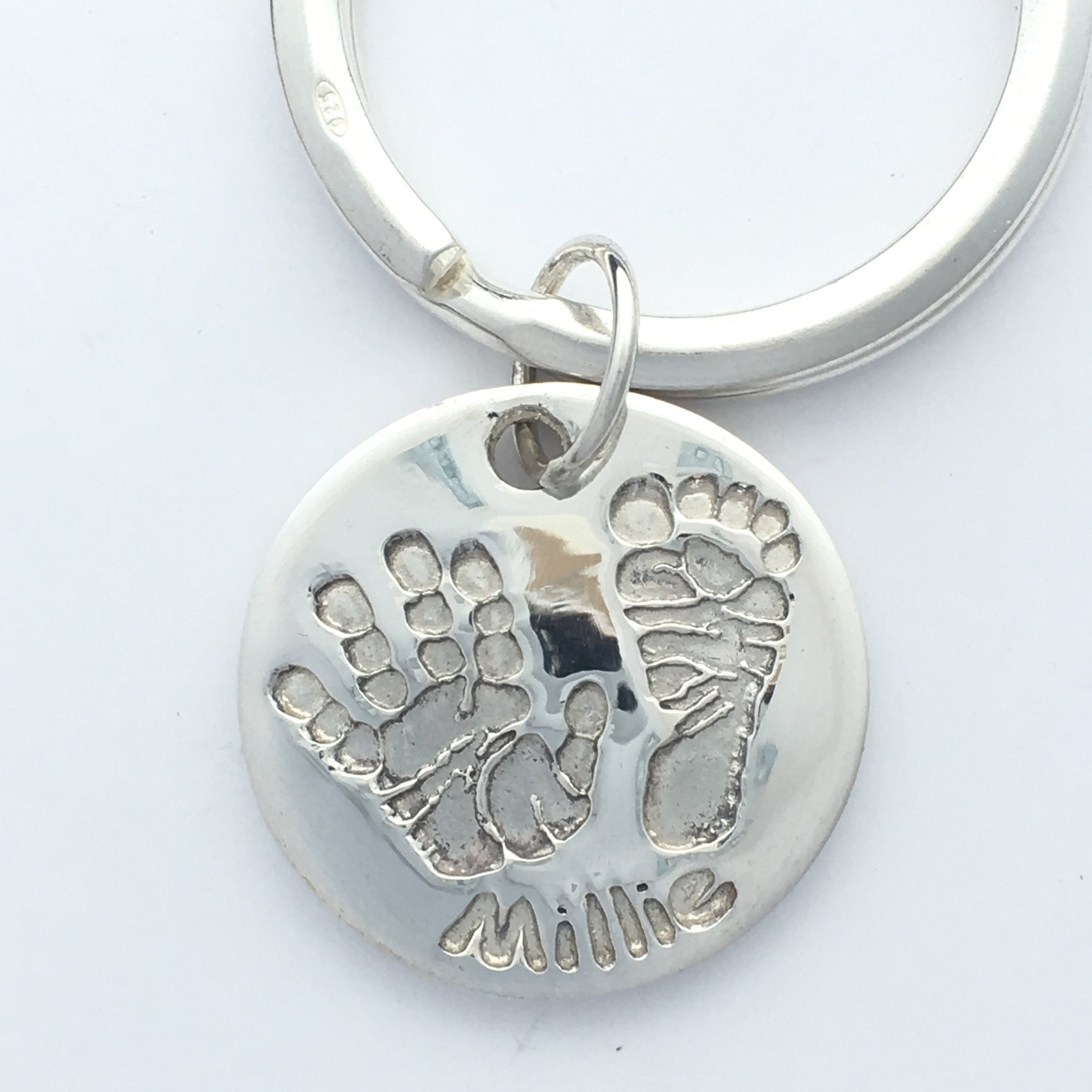 Handprint Keychain, Handprint Keyring, Round Keychain, Customized ...