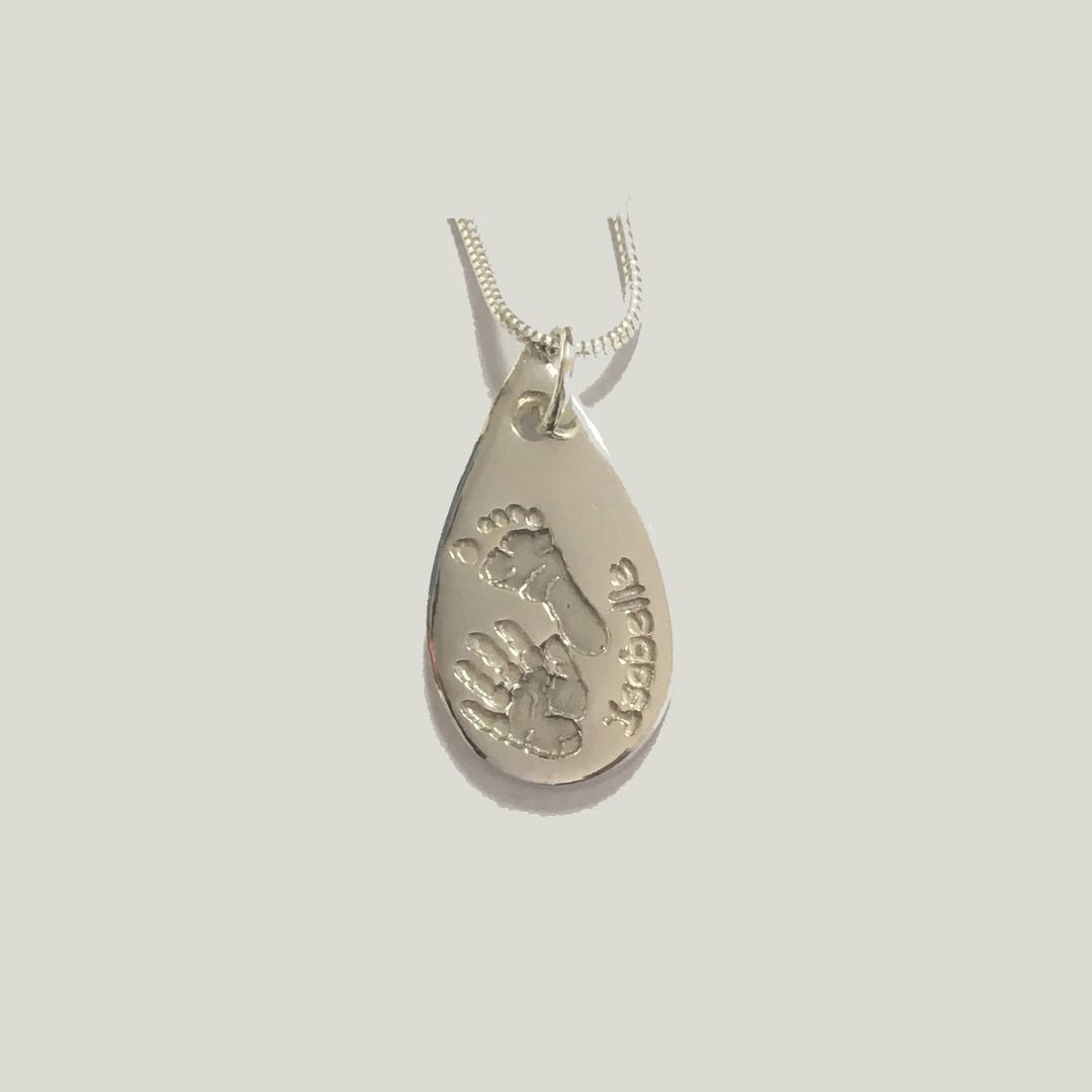 Handprint Necklace, Actual Hand Print, Handprint Name, Handprint ...