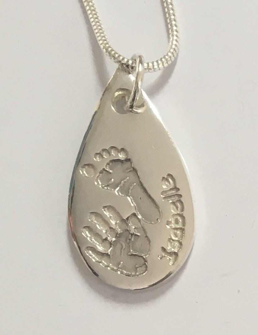 Handprint Necklace, Actual Hand Print, Handprint Name, Handprint ...