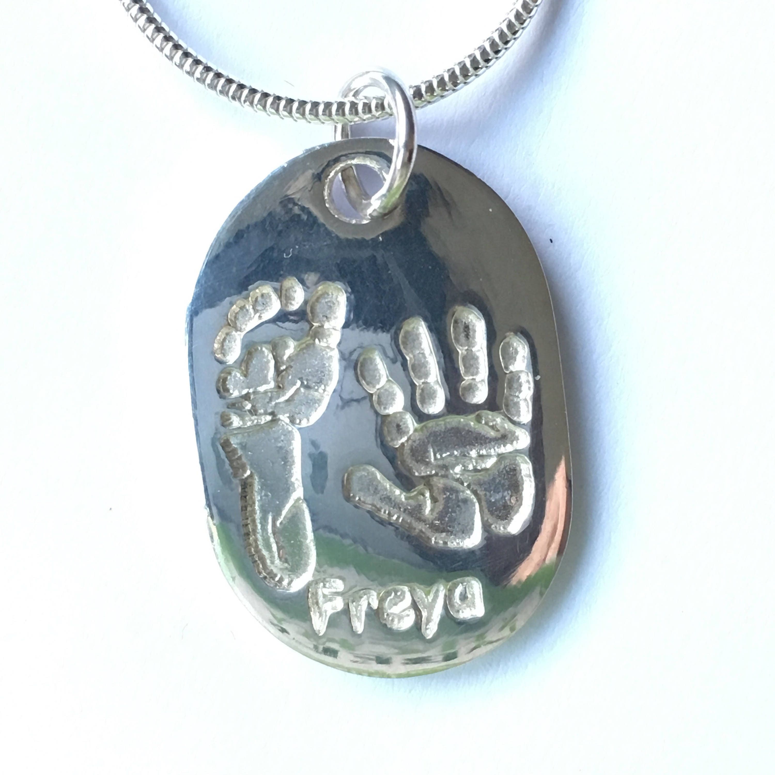 Handprint Necklace Actual Hand Print Handprint Name - Etsy