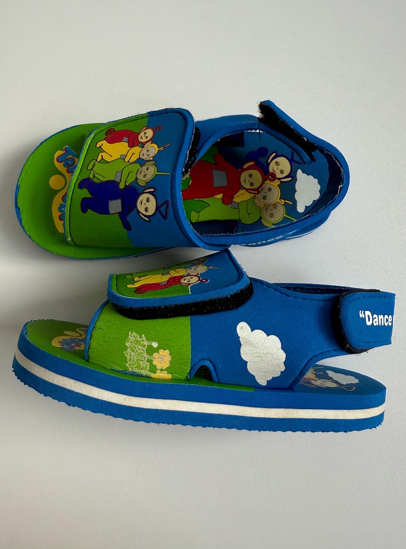 90s Teletubbies Toddler Sandals | Kids Shoes – Rare Blue Velcro Sandals ...