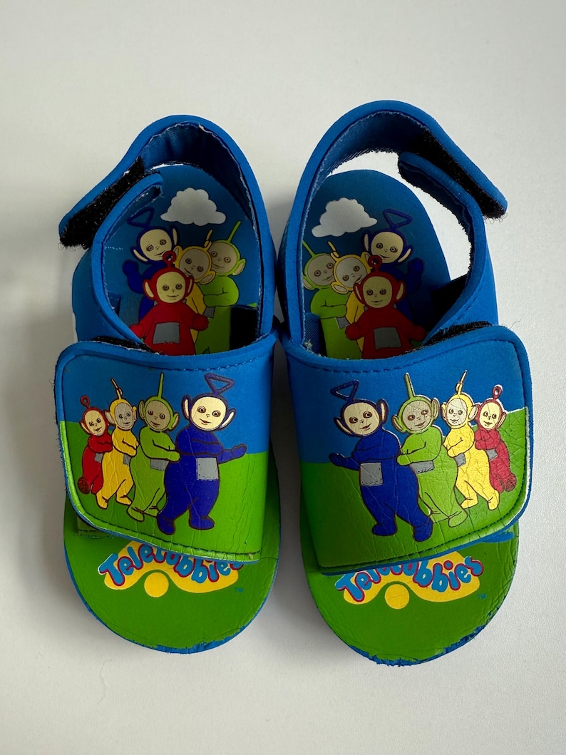 90s Teletubbies Toddler Sandals | Kids Shoes – Rare Blue Velcro Sandals ...
