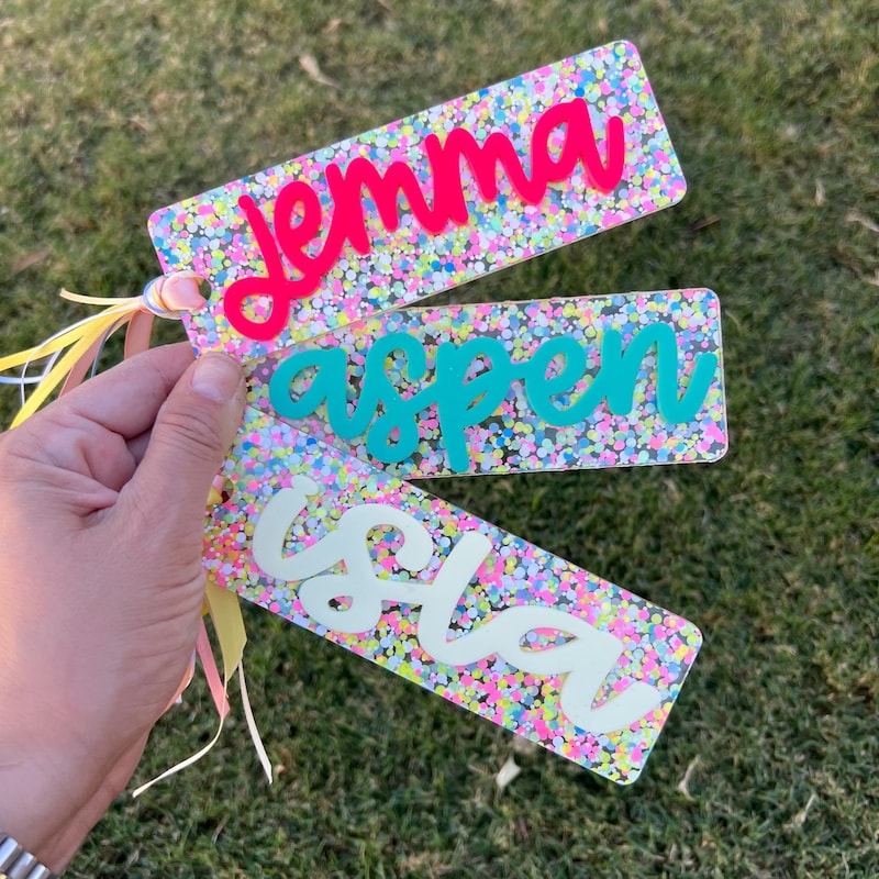 Acrylic Glitter Bookmarks - Etsy