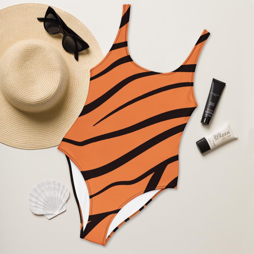 Tiger Print One-piece Swimsuit - Etsy