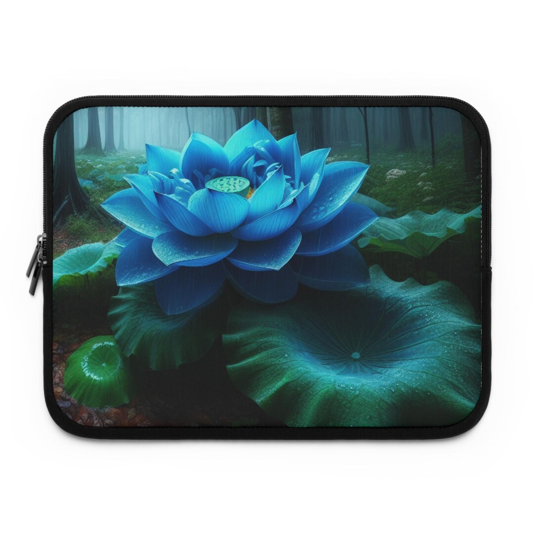 Blue Lotus Laptop Sleeve, Elegant Computer Case, Floral Tech ...