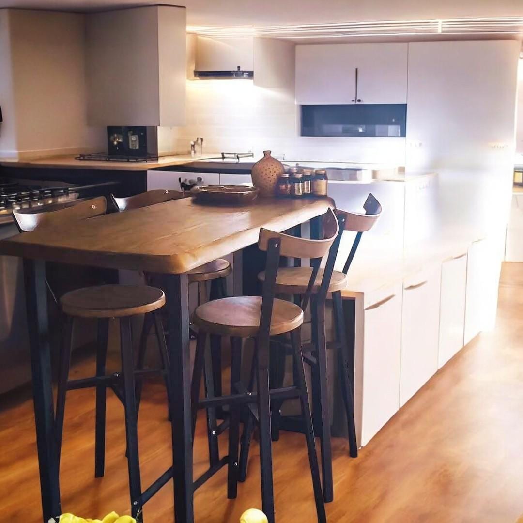Modern Bar Table Set With 2 Stools – Small Space Furniture for Kitchen ...