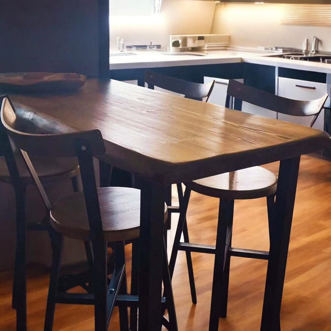 Modern Bar Table Set With 2 Stools – Small Space Furniture for Kitchen ...