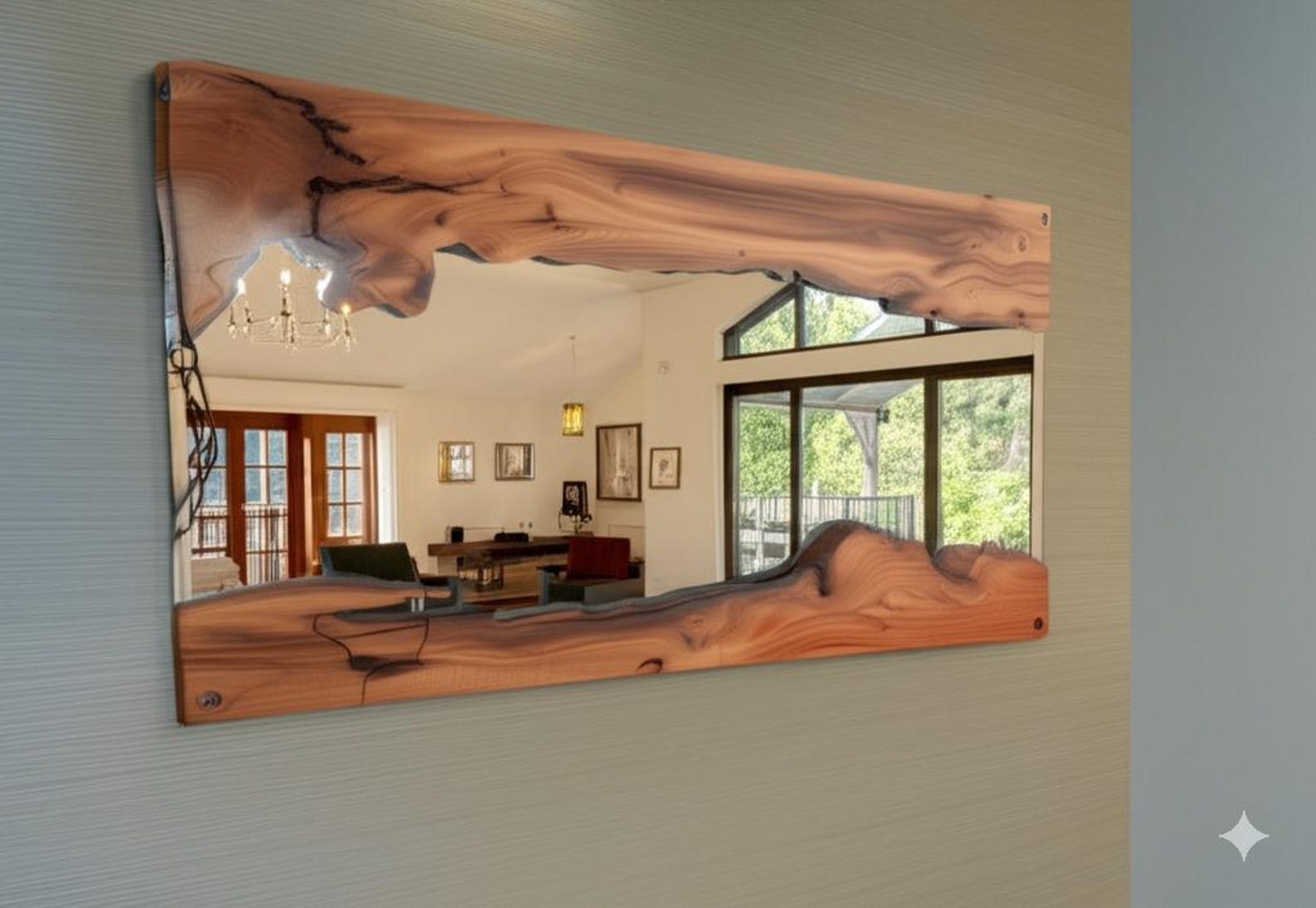 Handmade Natural Edge Wooden Mirror, Rustic Wall Decor, Unique Gift for ...