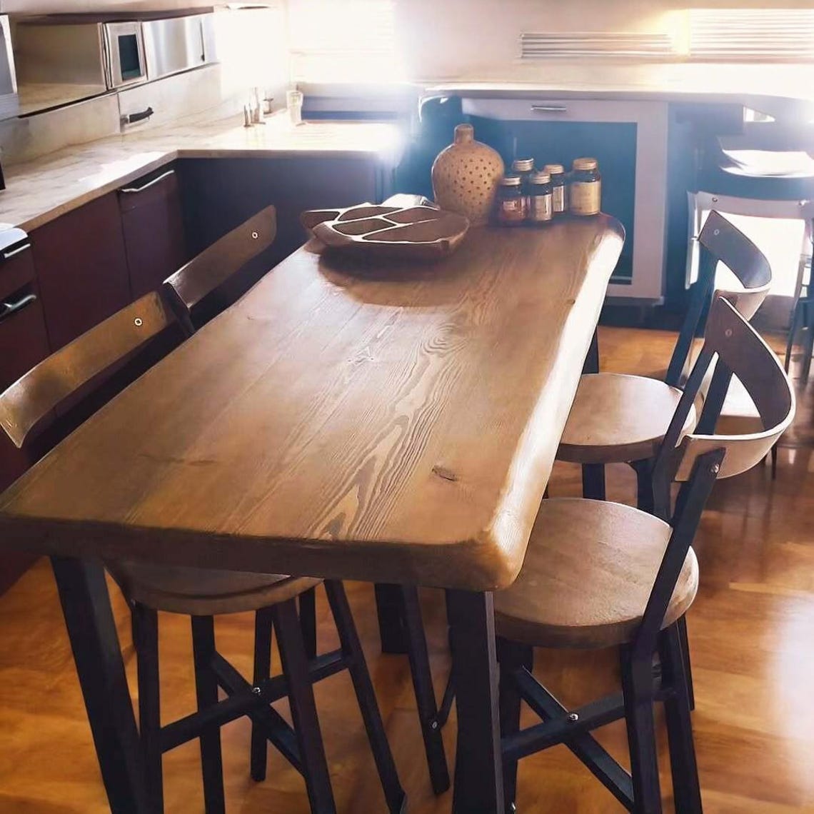Modern Bar Table Set With 2 Stools – Small Space Furniture for Kitchen ...