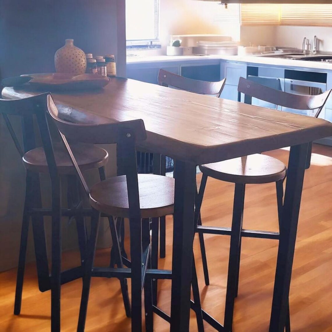 Modern Bar Table Set With 2 Stools – Small Space Furniture for Kitchen ...