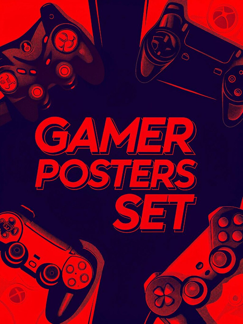 Gamer Posters Set – Gaming Wall Art, Video Game Room Decor, Cyberpunk ...