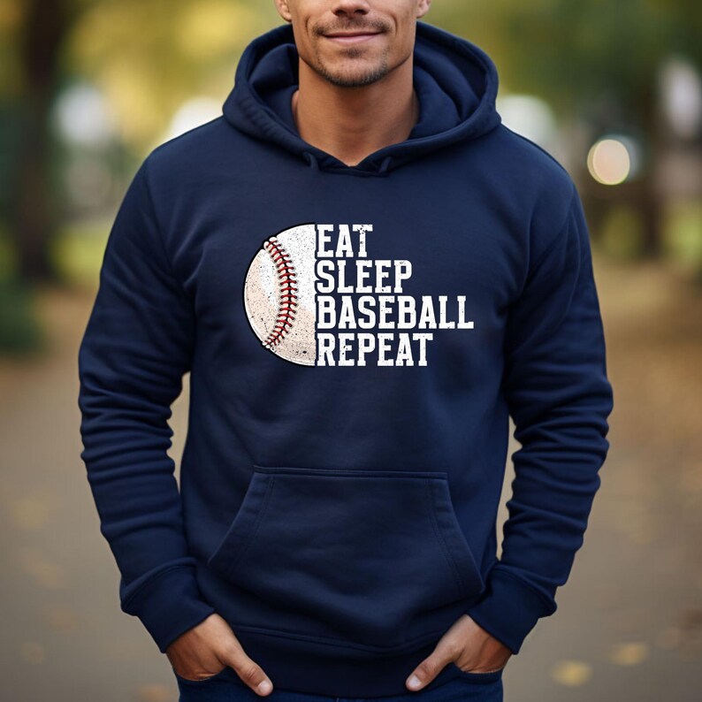 Eat Sleep Baseball Repeat Hoodie or Sweatshirt – Unisex Baseball Lover ...