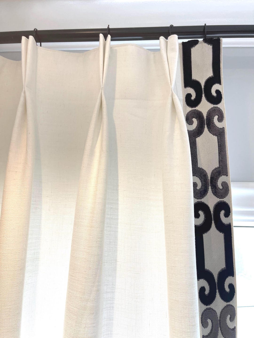 Linen Pinch Pleat Drapes With Trim Tape Many Fabric Colors Curtains ...
