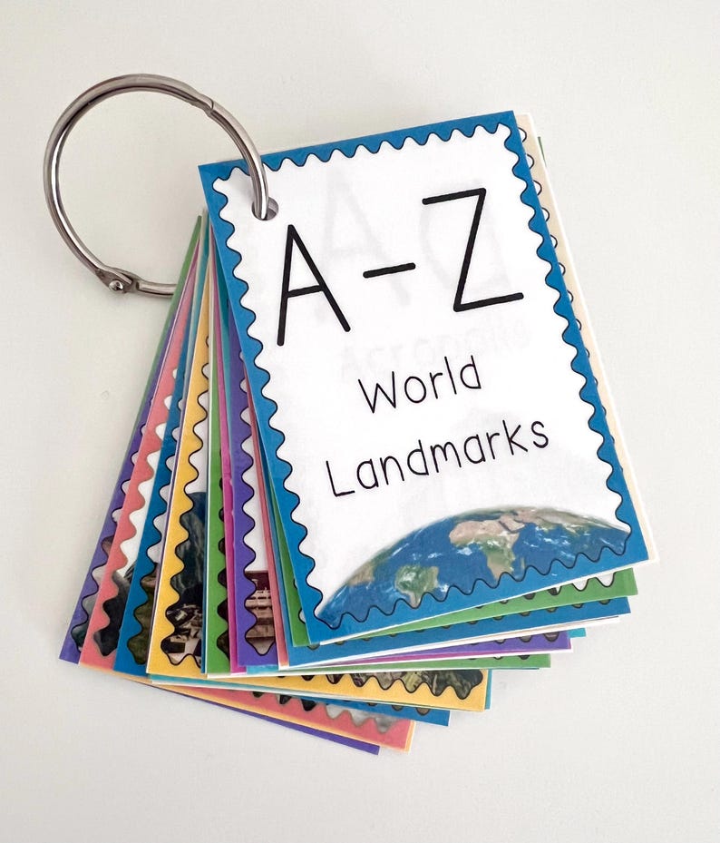 World Landmark Alphabet Flashcards Printable A-Z, Homeschool Learning ...