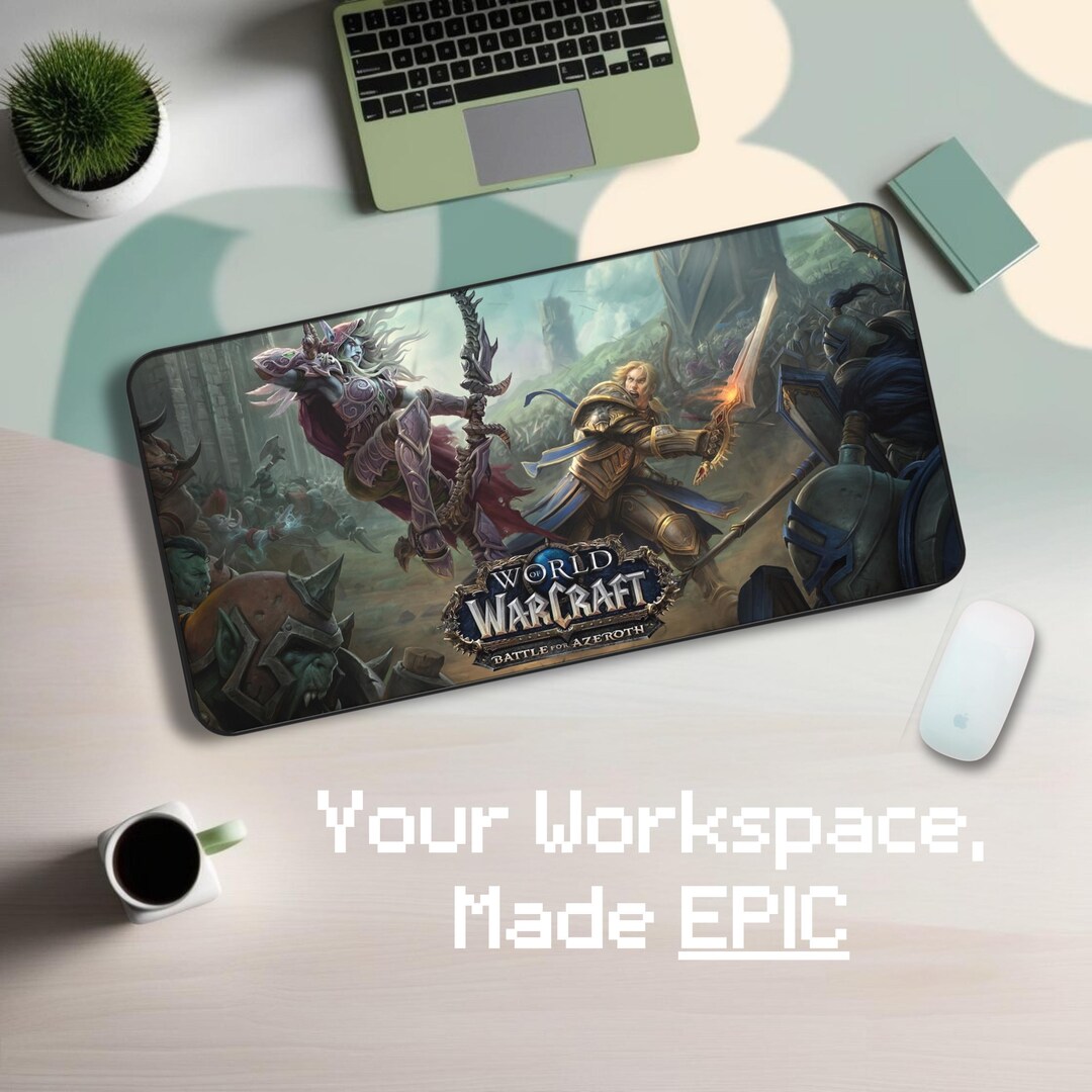 Gaming Mouse Pad, Battle for Azeroth Anduin Vs Sylvanas, Warcraft Art ...