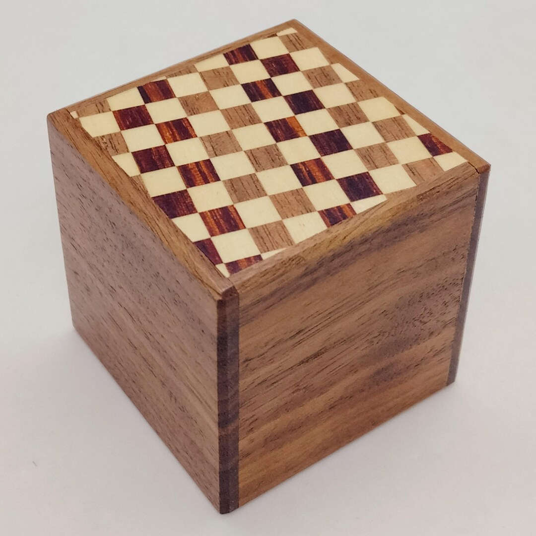7 Steps Cube Ichimatsu/walnut Wood 2 Sun (54mm / 2.1inch) Japanese ...
