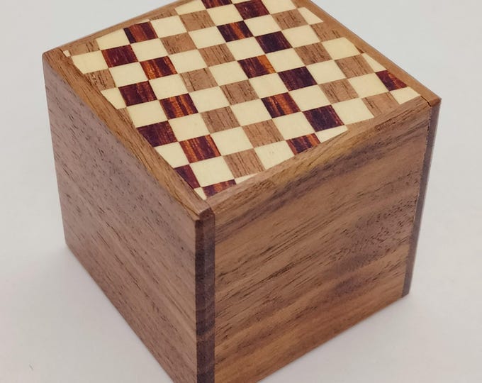 7 Steps Cube Ichimatsu/walnut Wood 2 Sun (54mm / 2.1inch) Japanese ...